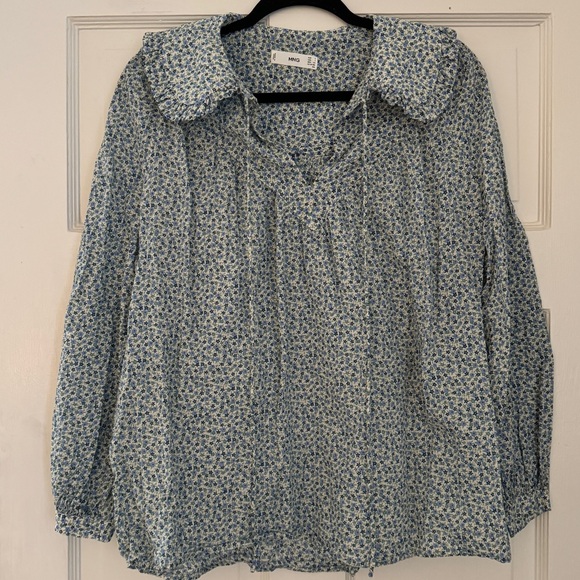 Mango | Tops | Mango Blue Floral Blouse | Poshmark